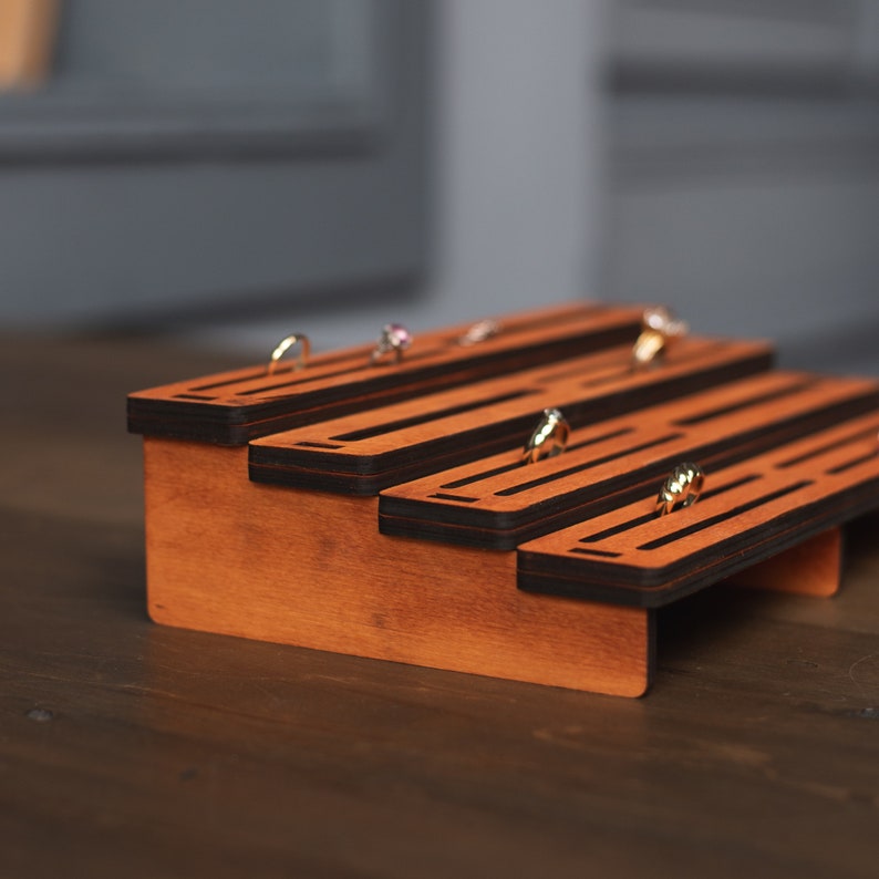 Ring Display Stand, Multiple Ring Holder, Wood Ring Display Case ...