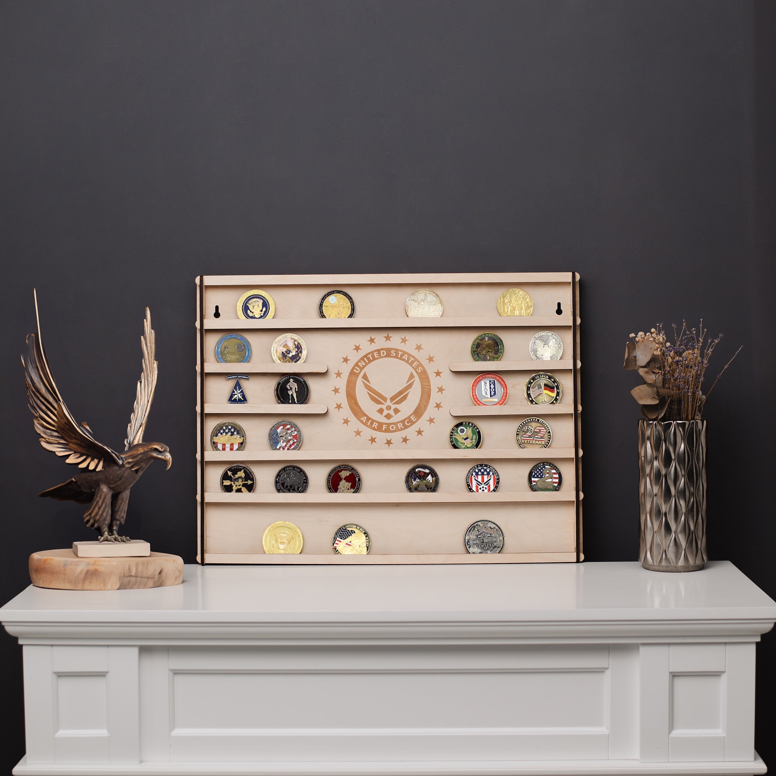 Challenge Coin Display Wall Mount, Challenge Coin Holder Personalized ...