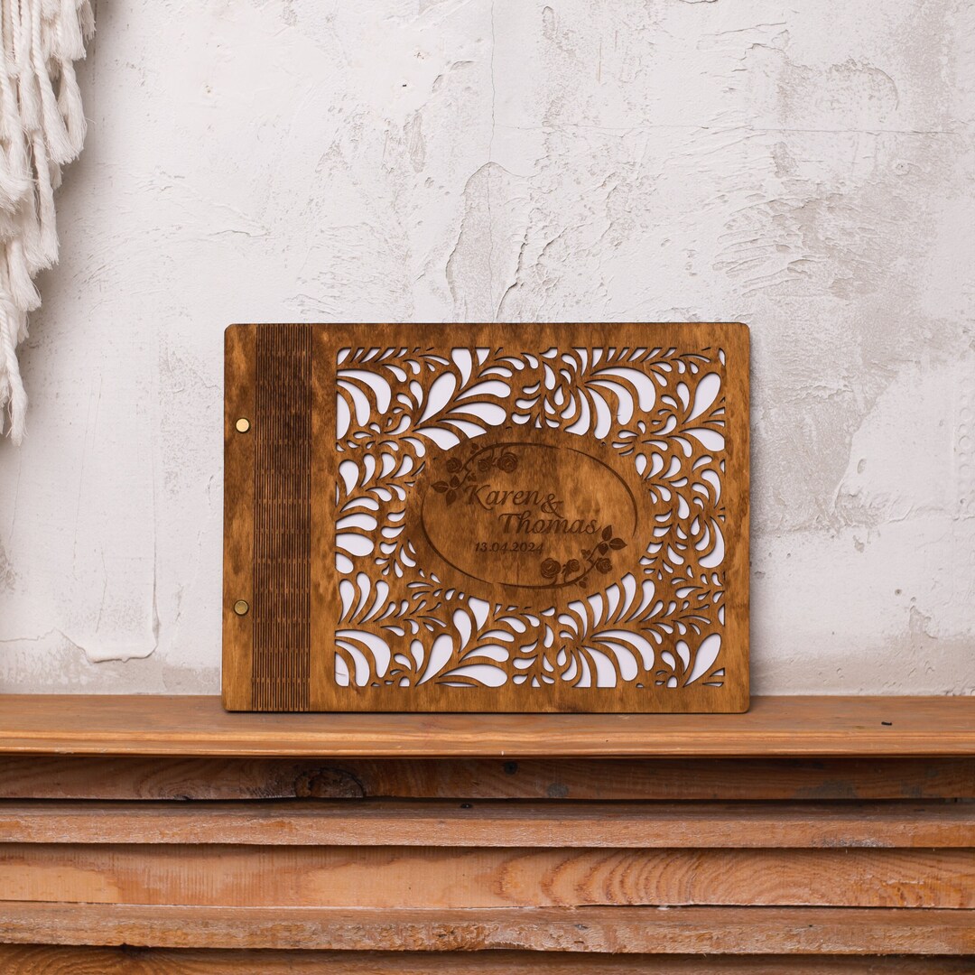 Personalized Wedding Guest Book, Wooden Wedding Guest Book, Custom ...