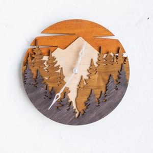 Mountain Wall Clock, Forest Wall Clock, Landscape Clock, Nature Wall ...