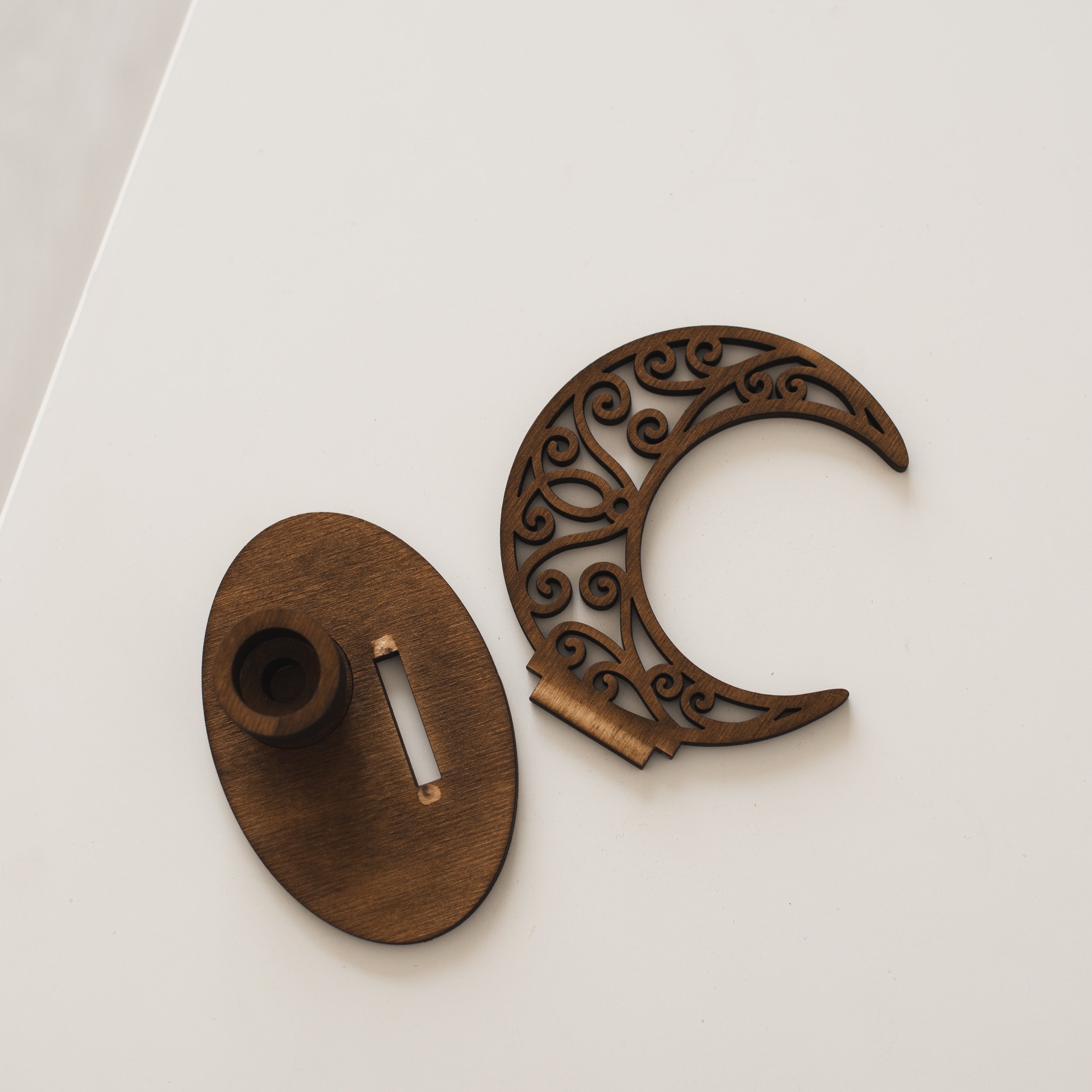 Crescent Moon Stand, Wood Sphere Holder, Wood Sphere Stand, Moon ...