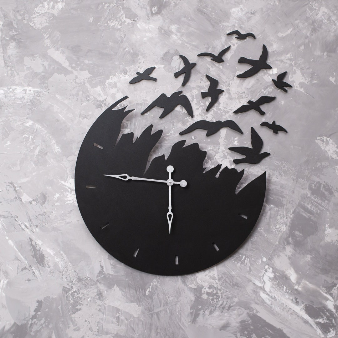 Birds Wall Clock, Animal Wall Clock, Nature Wall Clock, Birds Wood ...