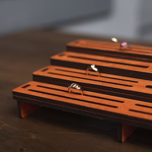 Ring Display Stand, Multiple Ring Holder, Wood Ring Display Case ...