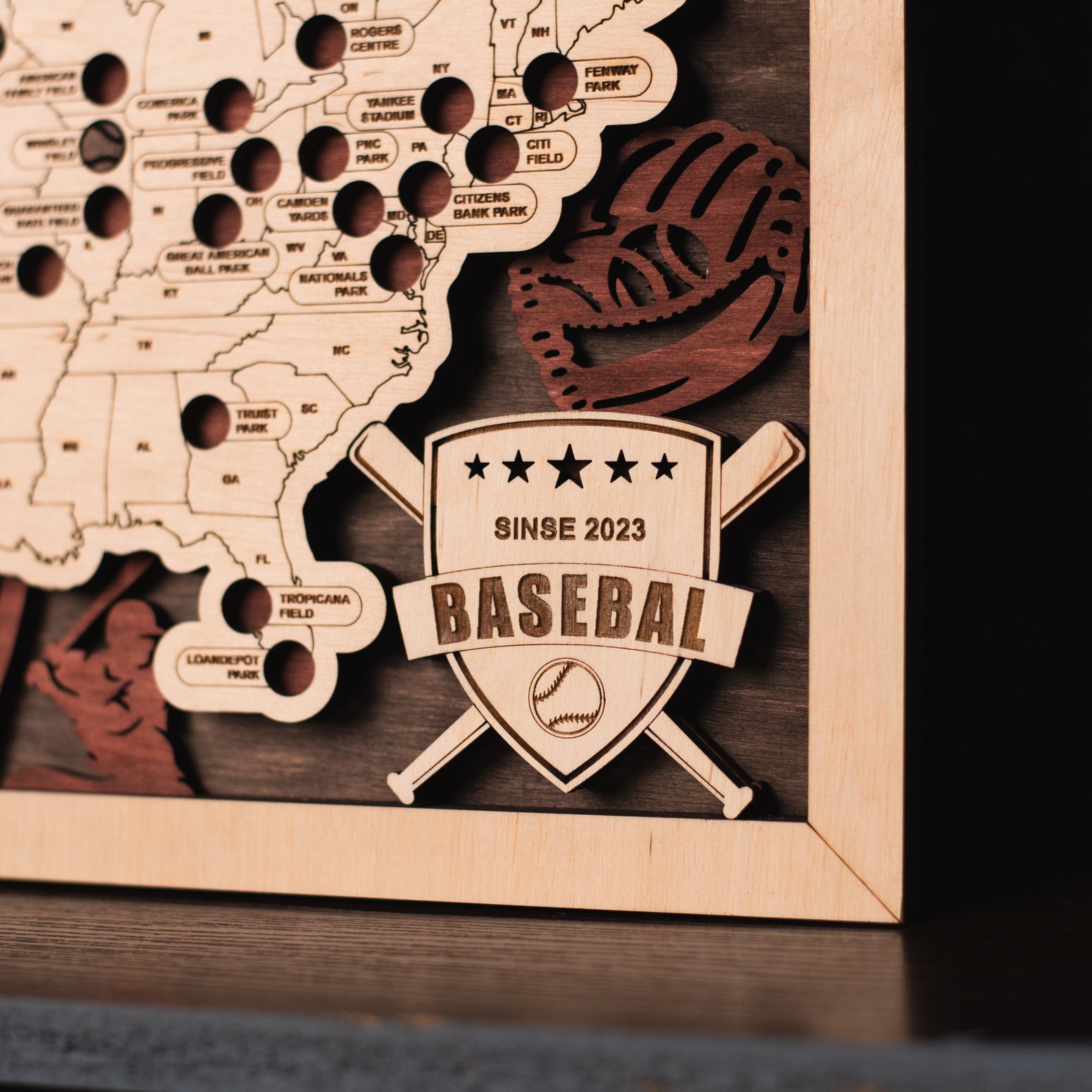 Custom Baseball Stadium Map, MLB Stadium Map, Baseball Stadium Tracker ...
