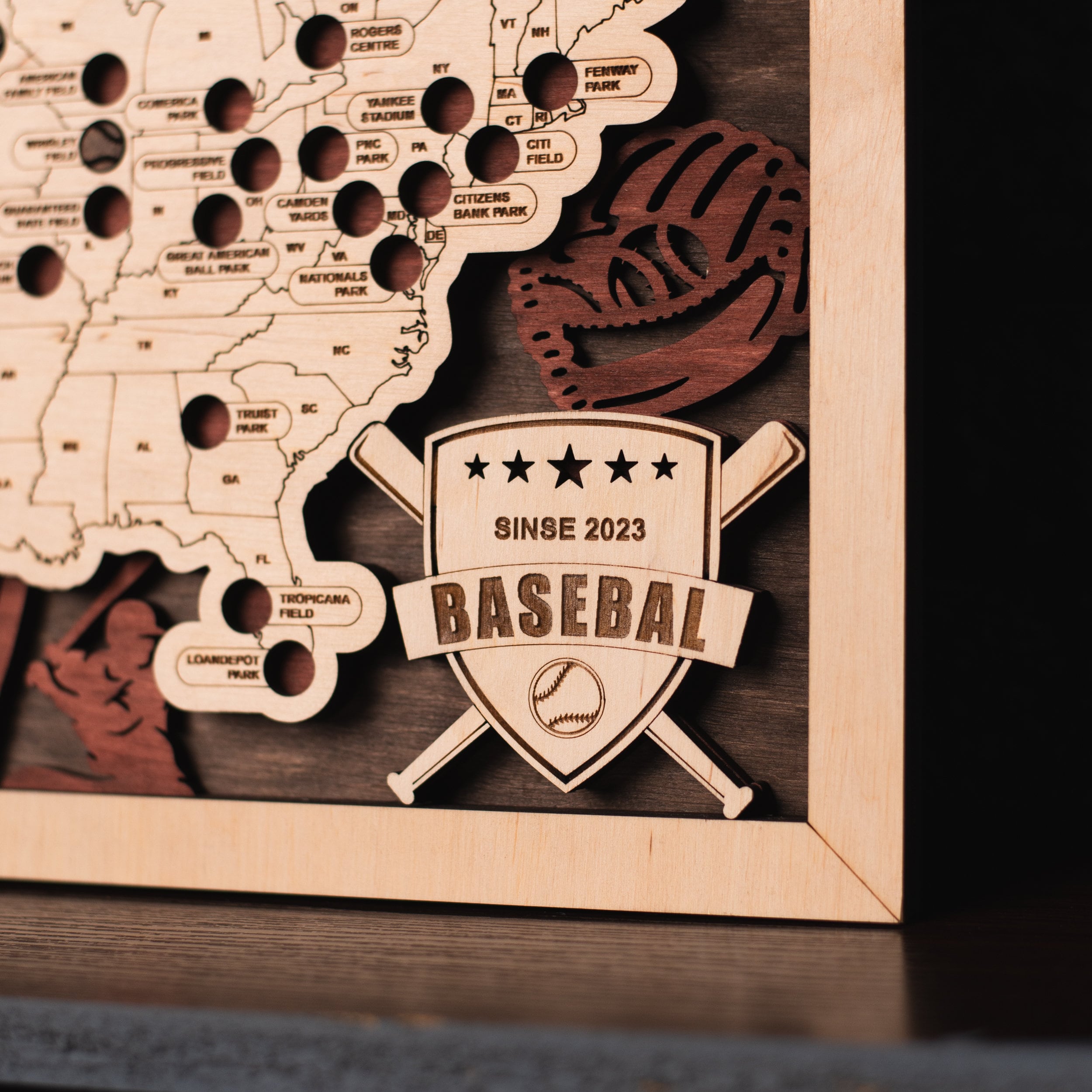 Custom Baseball Stadium Map, MLB Stadium Map, Baseball Stadium Tracker ...