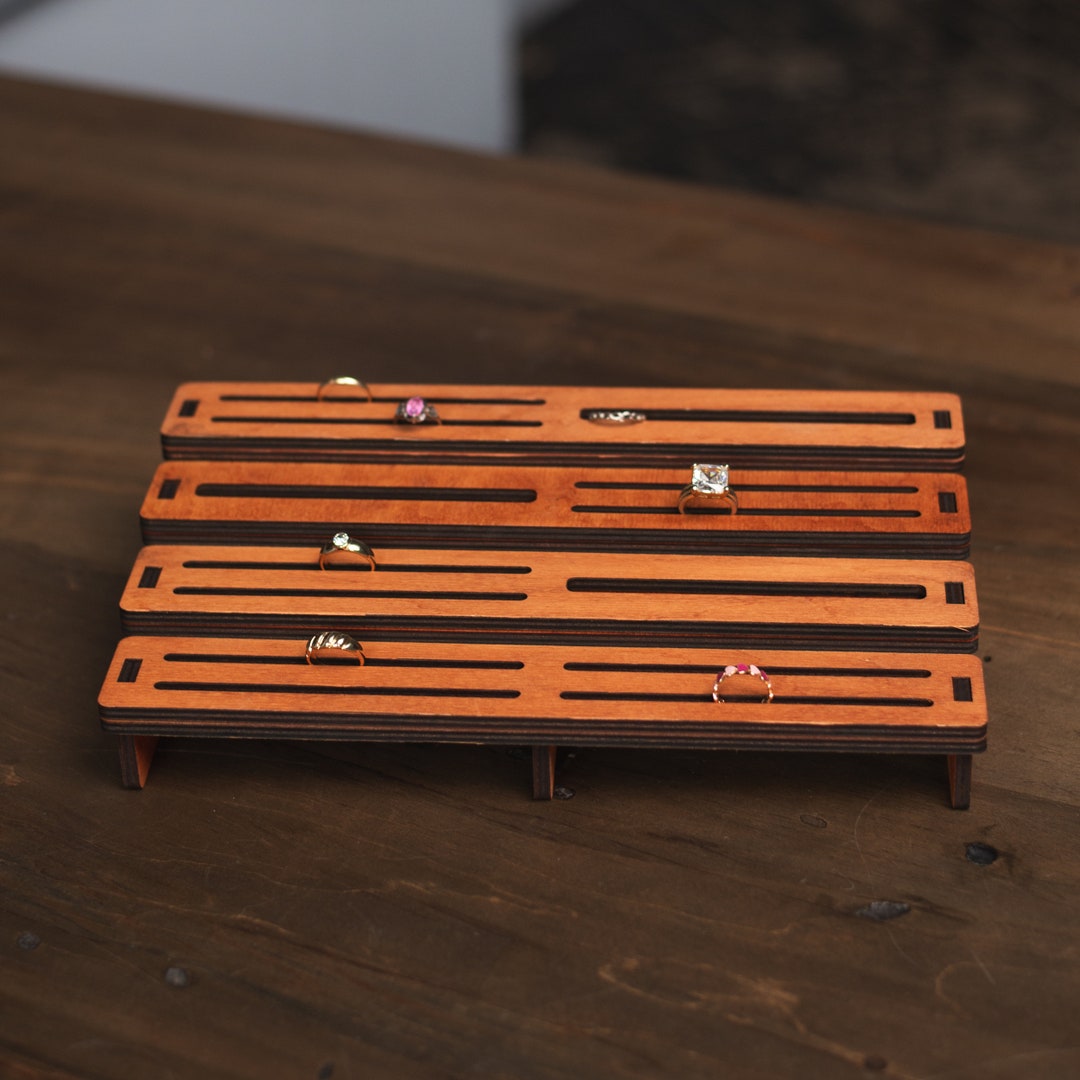 Ring Display Stand, Multiple Ring Holder, Wood Ring Display Case ...