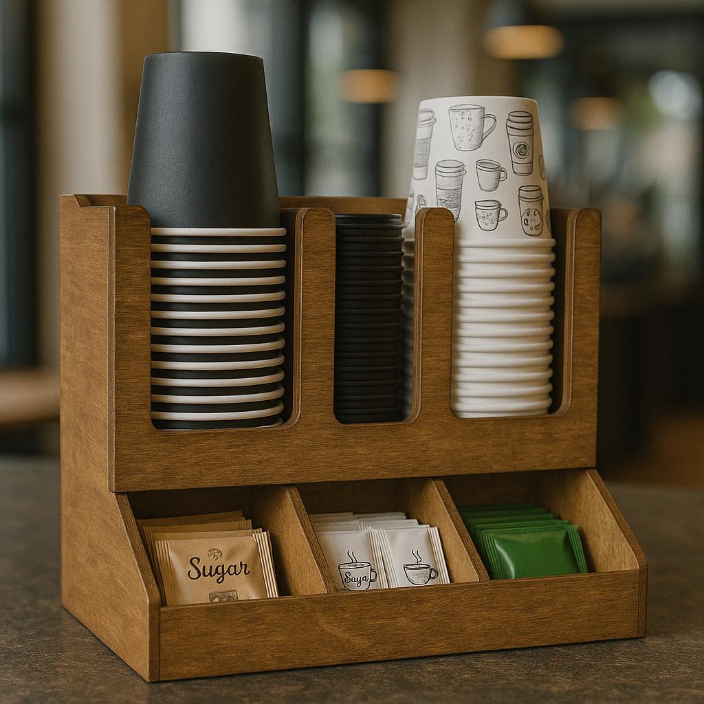 Coffee Cup and Condiment Organizer, Coffee Bar Countertop, Coffee Bar ...