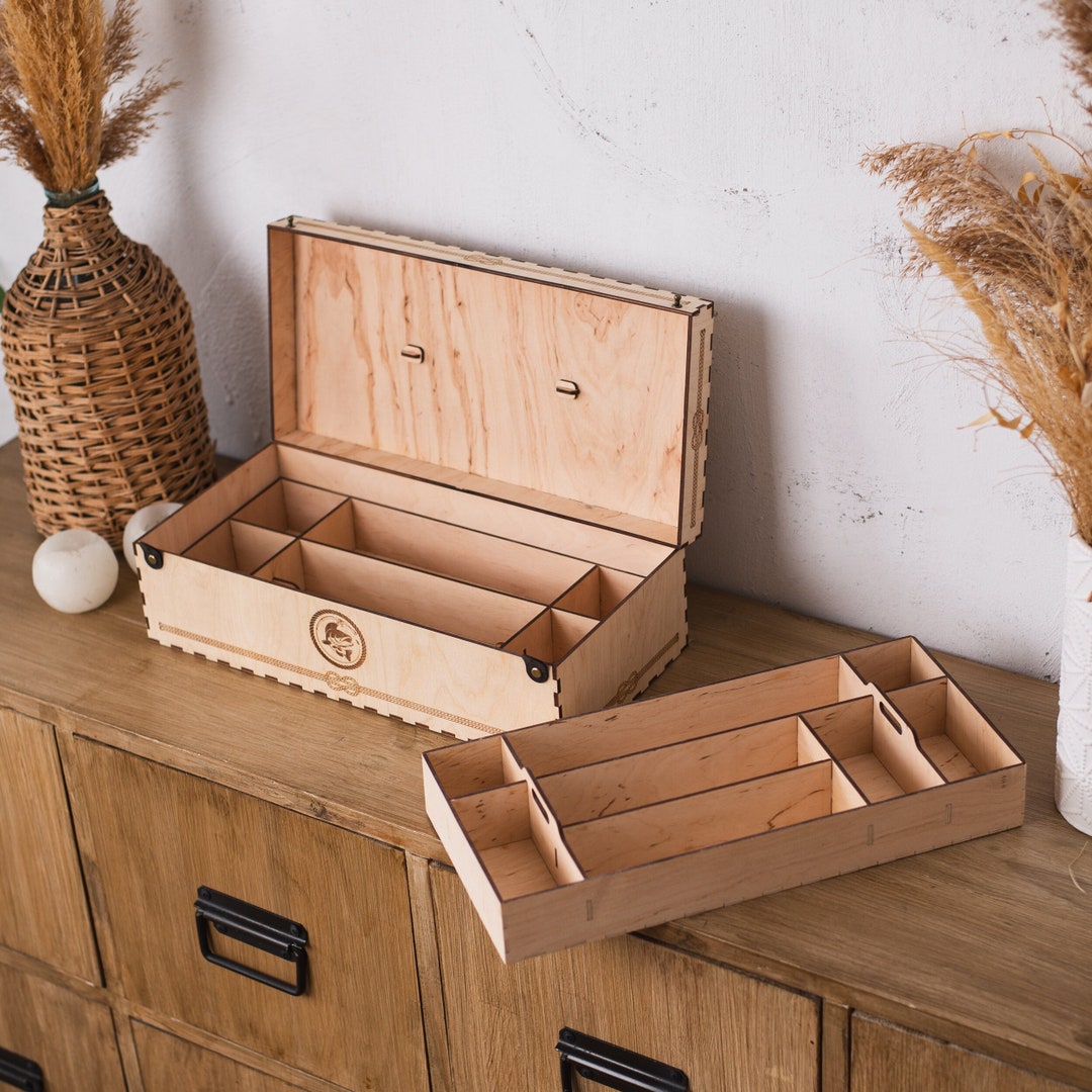 Wood Tackle Box, Personalized Tacklebox for Dad, Fishing Lures Display ...