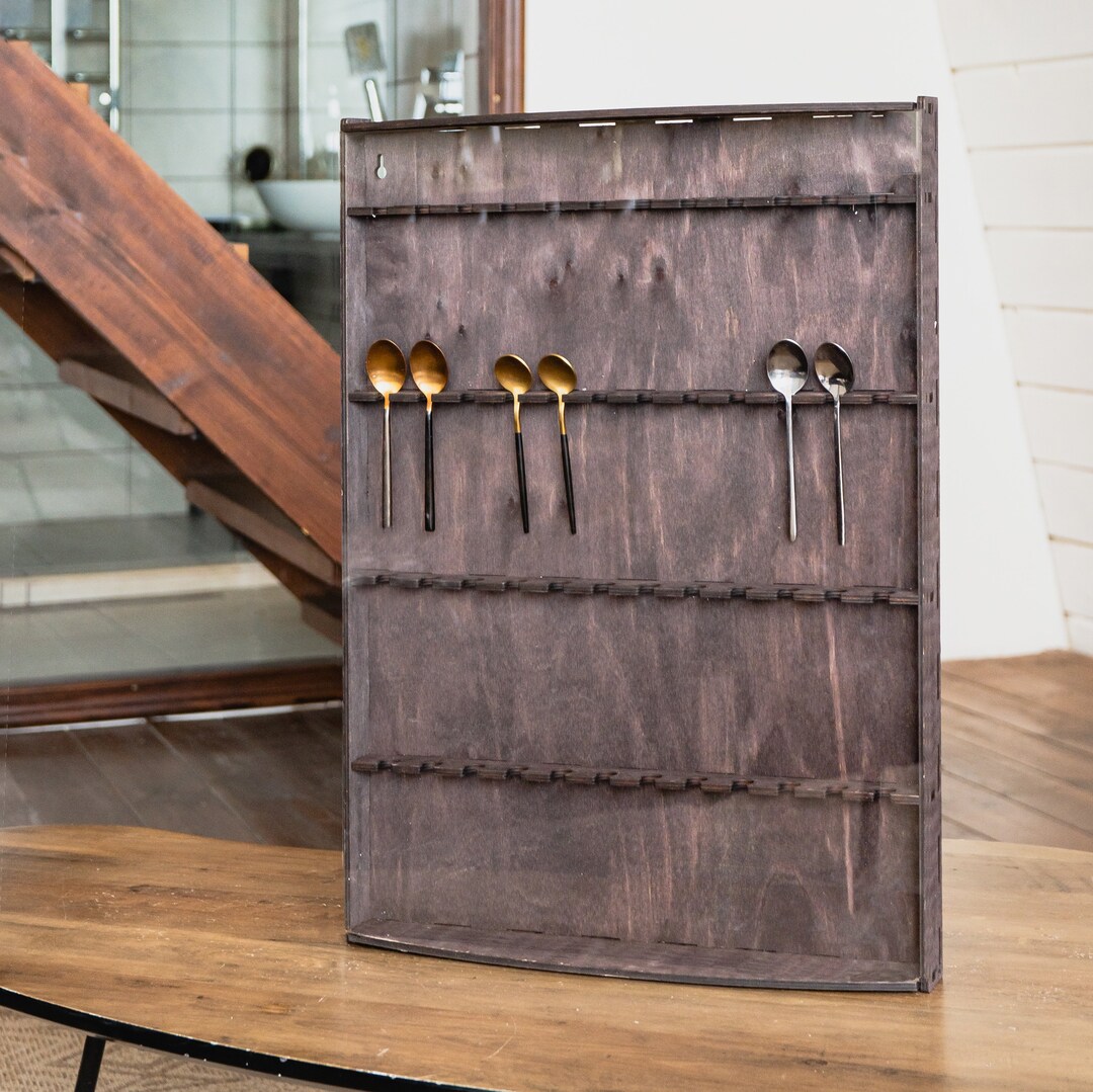Wooden Spoon Rack, Spoon Display Case, Spoon Holder for Wall, Vintage ...