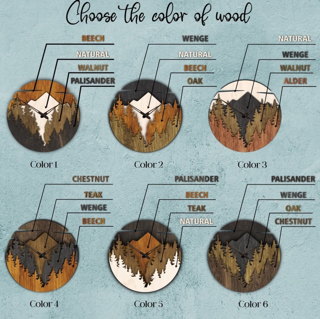 Mountain Wall Clock, Forest Wall Clock, Landscape Clock, Nature Wall ...