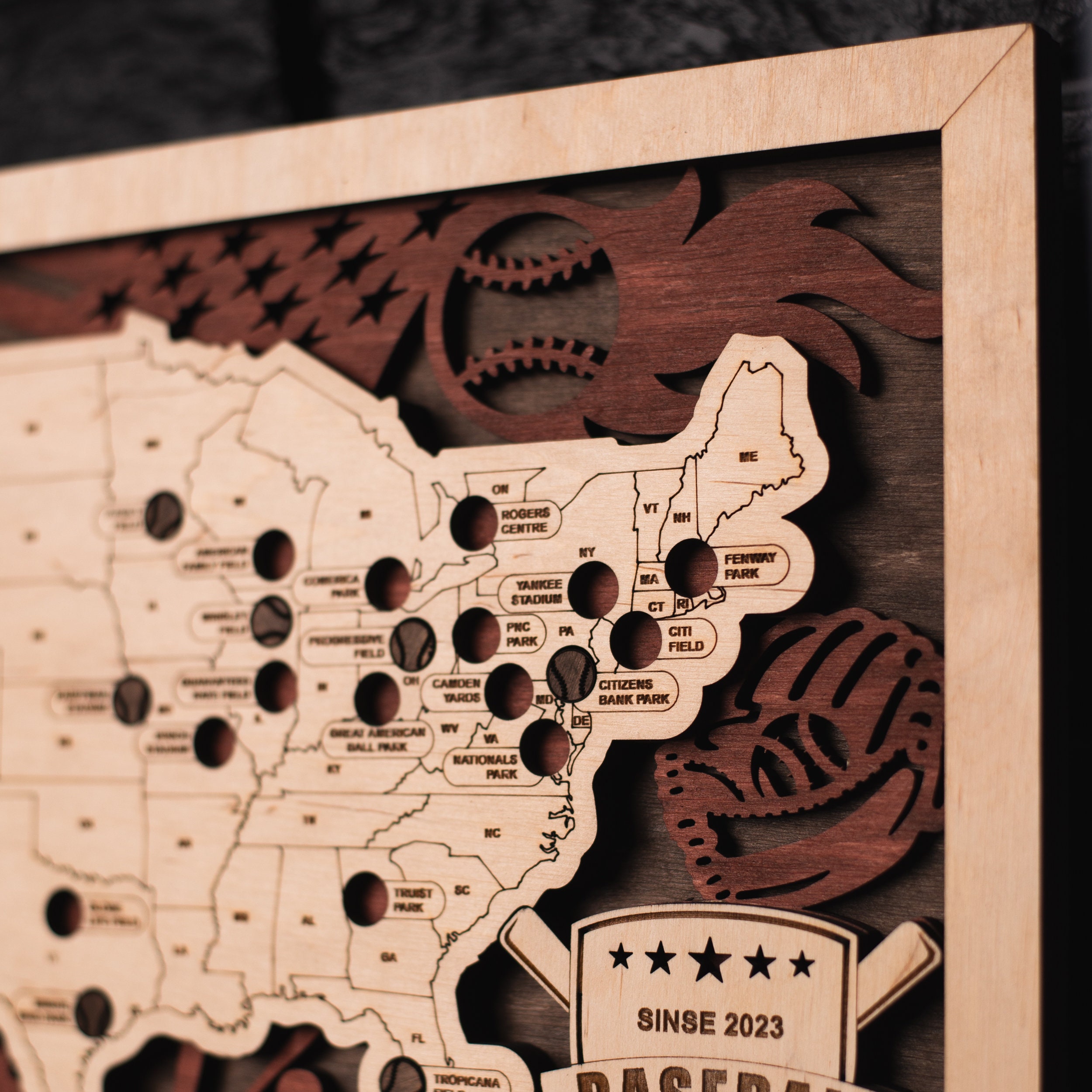 Custom Baseball Stadium Map, MLB Stadium Map, Baseball Stadium Tracker ...