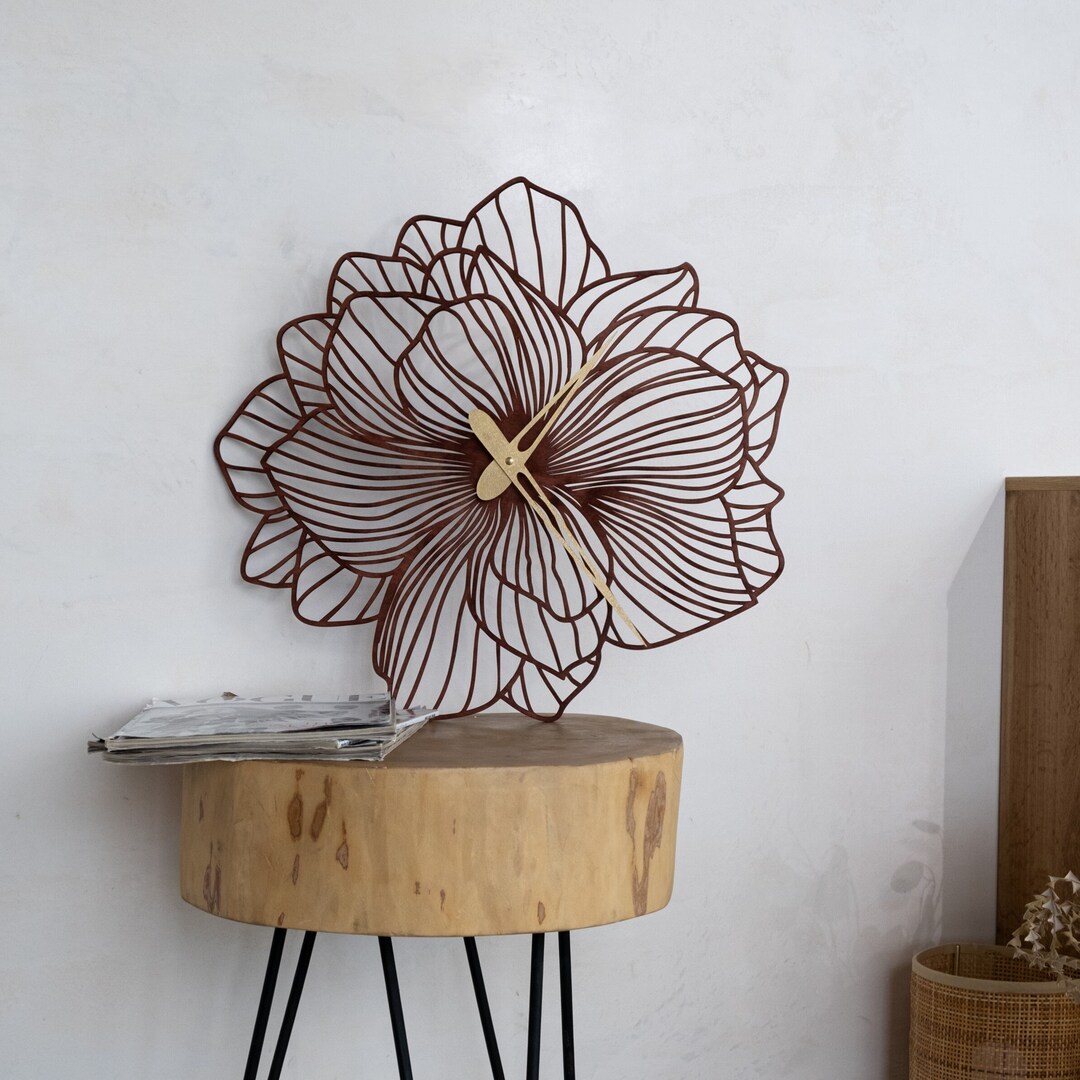 Flower Wall Clock, Flower Wood Clock, Azalea Wall Clock, Nature Wall ...