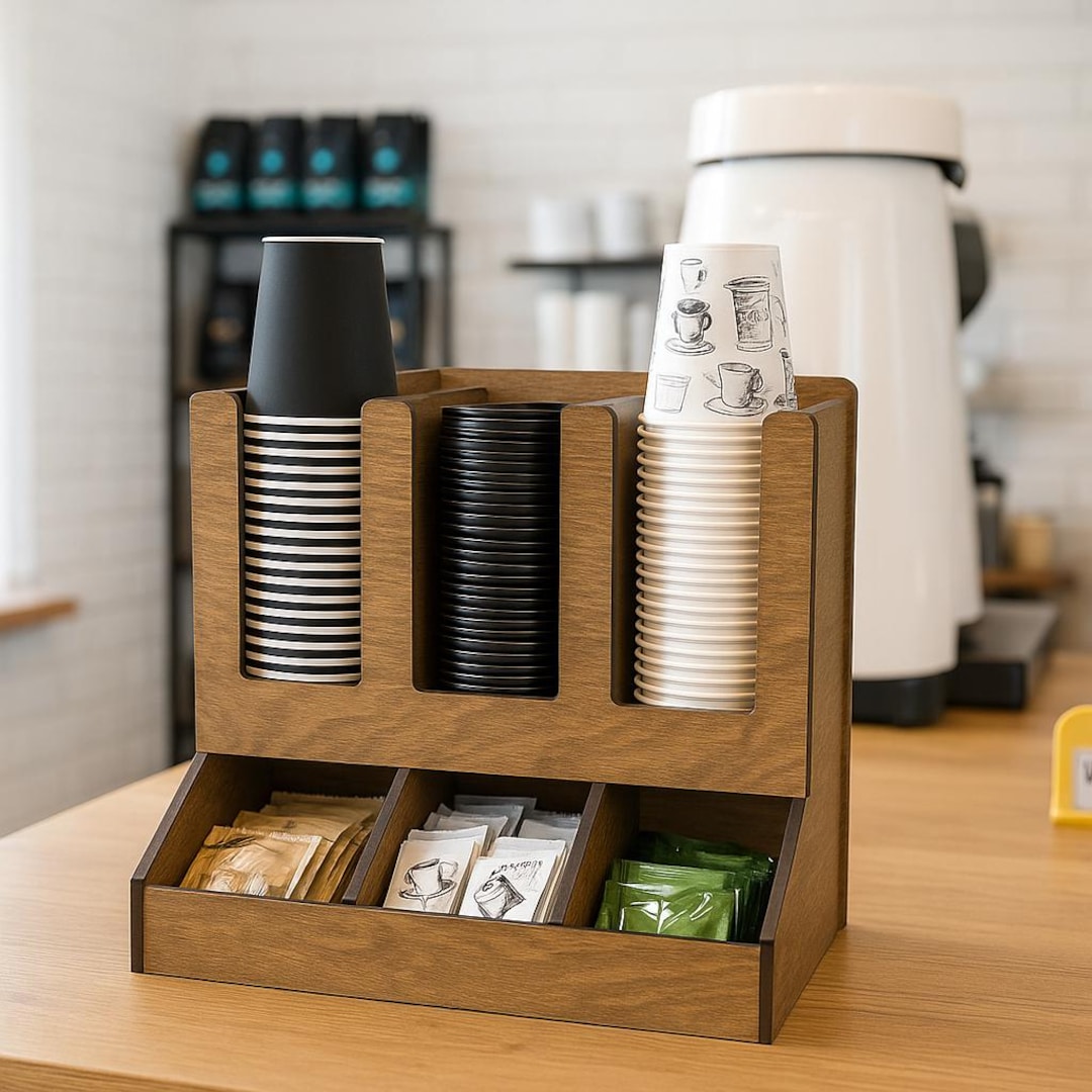 Coffee Cup and Condiment Organizer, Coffee Bar Countertop, Coffee Bar ...