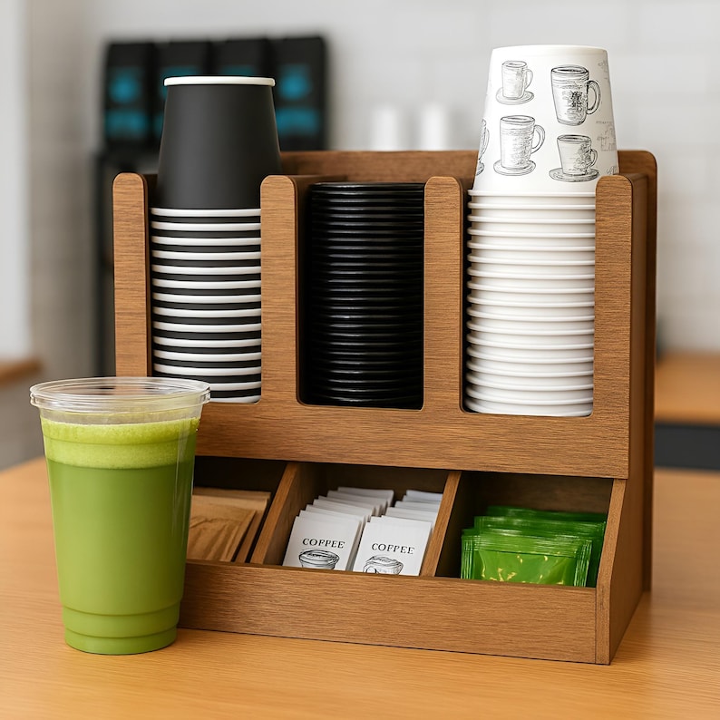 Coffee Cup and Condiment Organizer, Coffee Bar Countertop, Coffee Bar ...