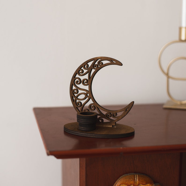 Crescent Moon Stand, Wood Sphere Holder, Wood Sphere Stand, Moon ...
