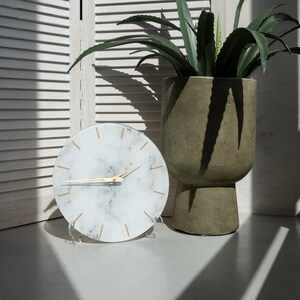White Marble Clock, Marble Wall Clock, Epoxy Resin Clock, Minimalist ...