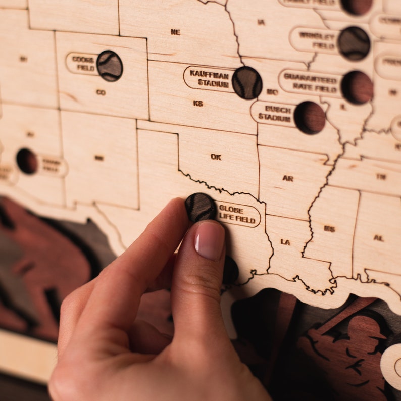 Custom Baseball Stadium Map, MLB Stadium Map, Baseball Stadium Tracker ...