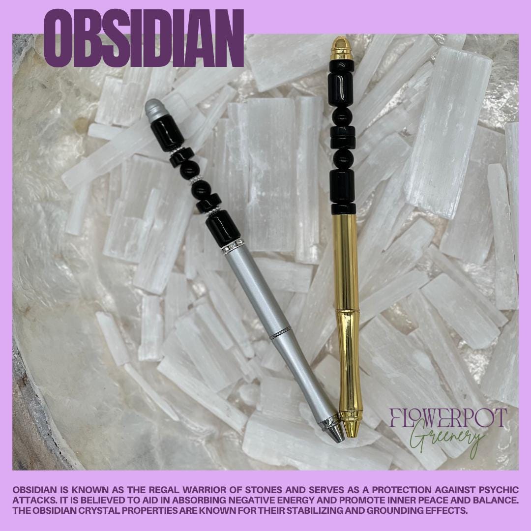 Custom Obsidian Pen| Crystals| Stylus| Manifestation| Gifts| Journal ...