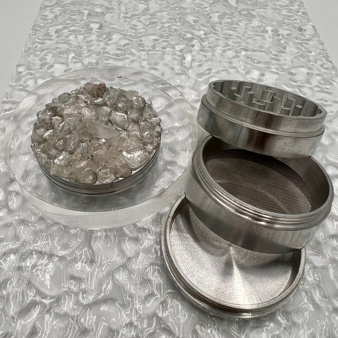 Clear Quartz Magnetic Metal Grinder W/ Catcher| Crystal Embellished ...