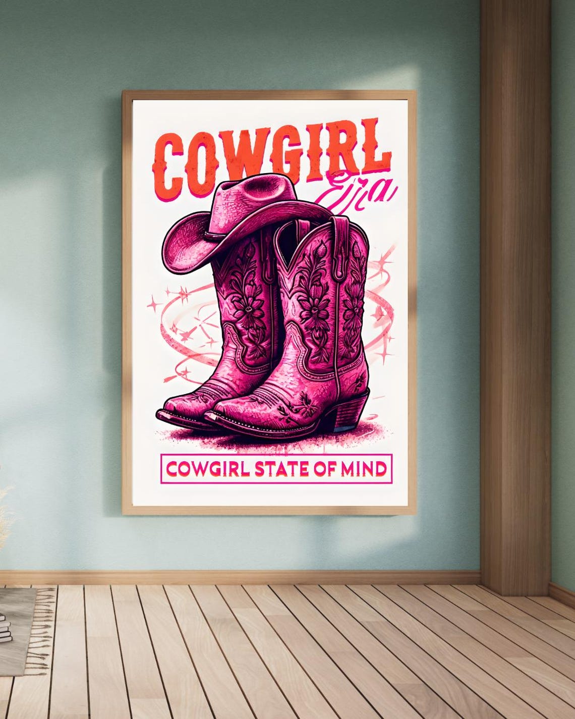Pink Cowgirl Boots|print Vintage Western|wall Art|cowgirl Poster|wild ...