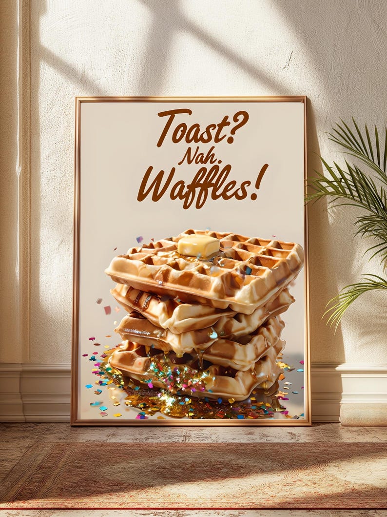 Waffles Art Kitchen|waffle Digital Art Print| Girly Wall Art Print ...