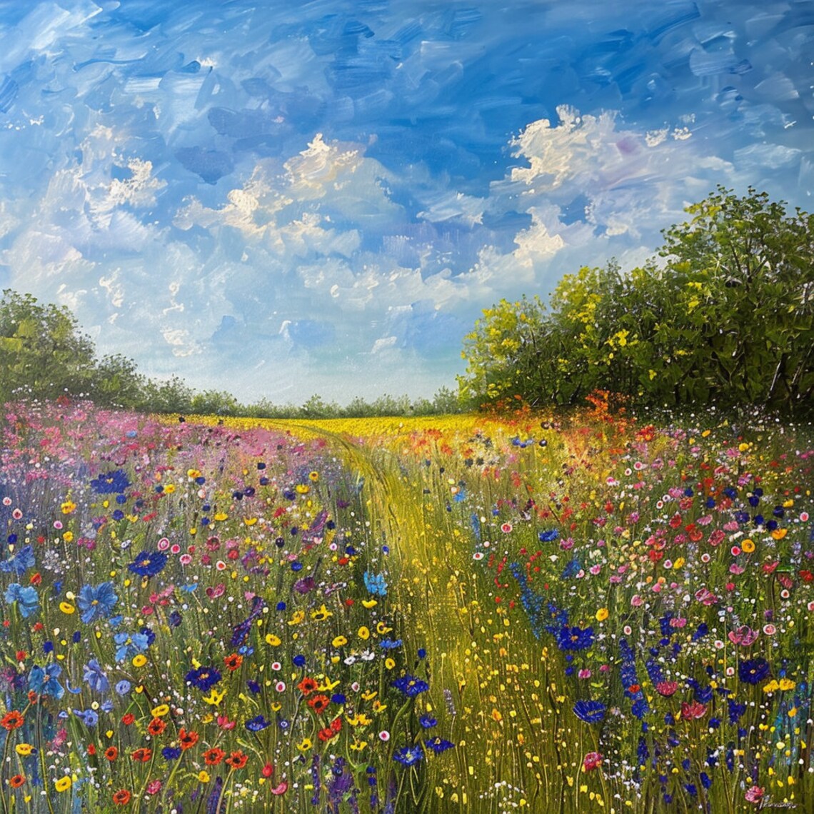 Spring Floral Print Wildflower Field Landscape - Etsy