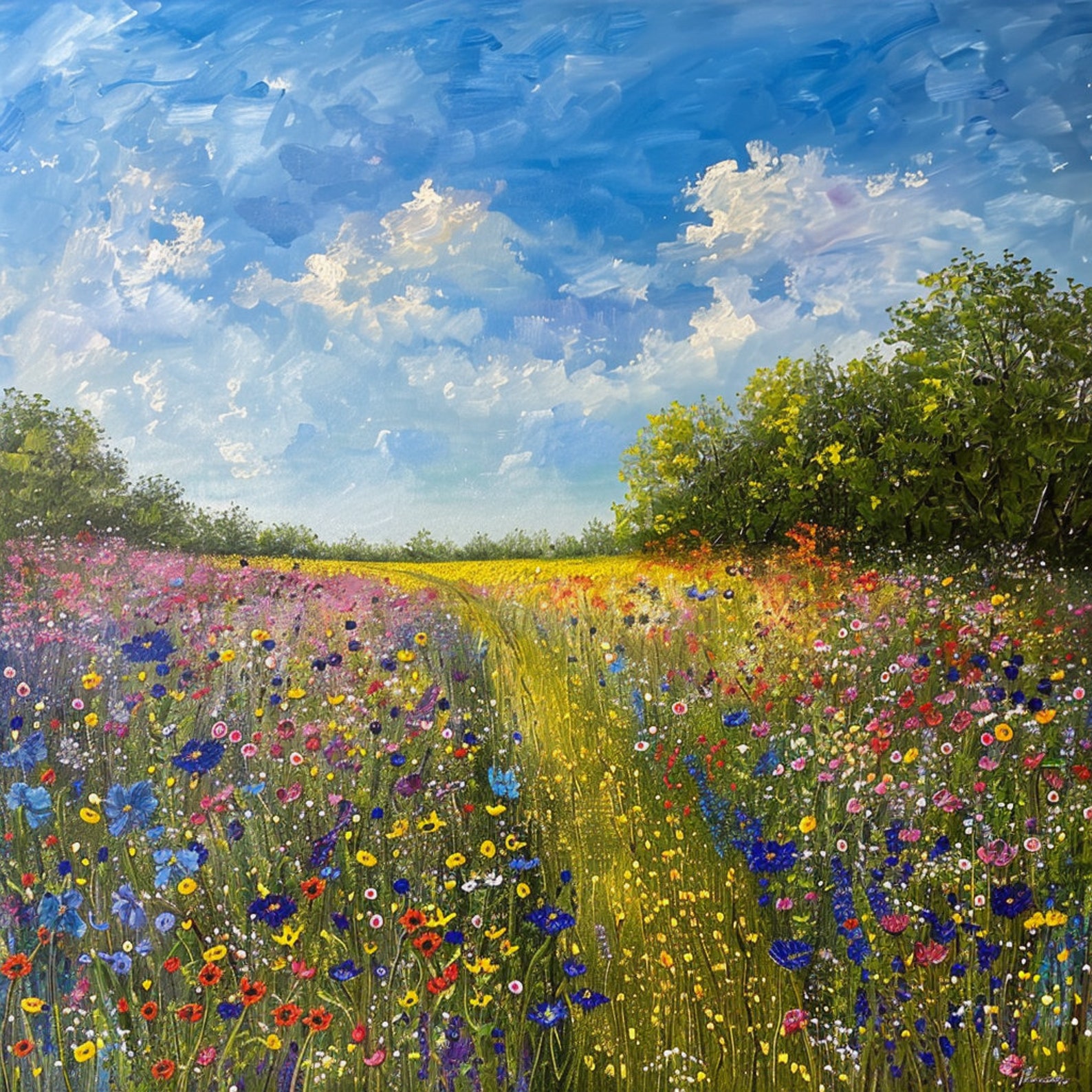 Spring Floral Print Wildflower Field Landscape - Etsy