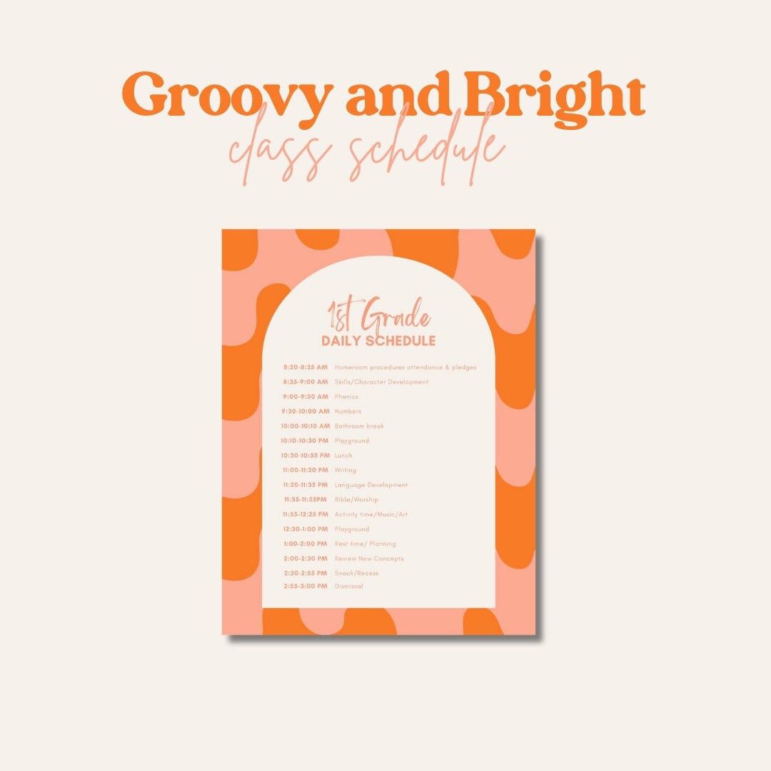 Bright Groovy Daily Class Schedule - Etsy