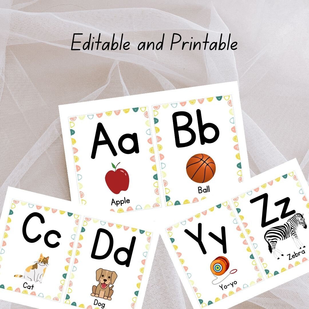 ABC Flashcards A-Z Flashcards Alphabet Flashcards Learn ABC Printable ...