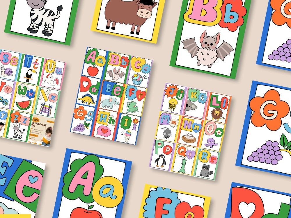 Alphabet Flashcards for Toddlers, ABC Printable Flash Cards, ABC ...