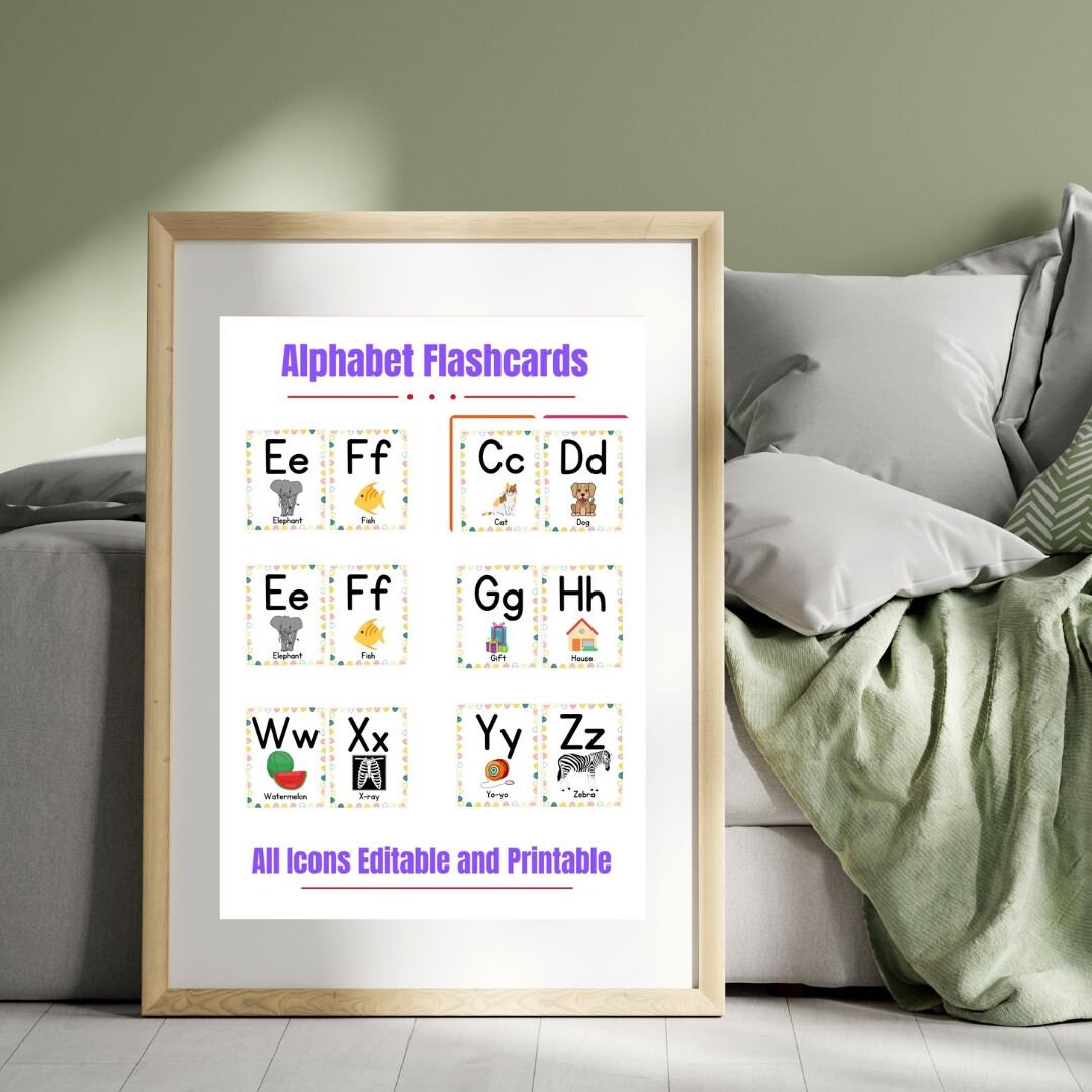 ABC Flashcards A-Z Flashcards Alphabet Flashcards Learn ABC Printable ...