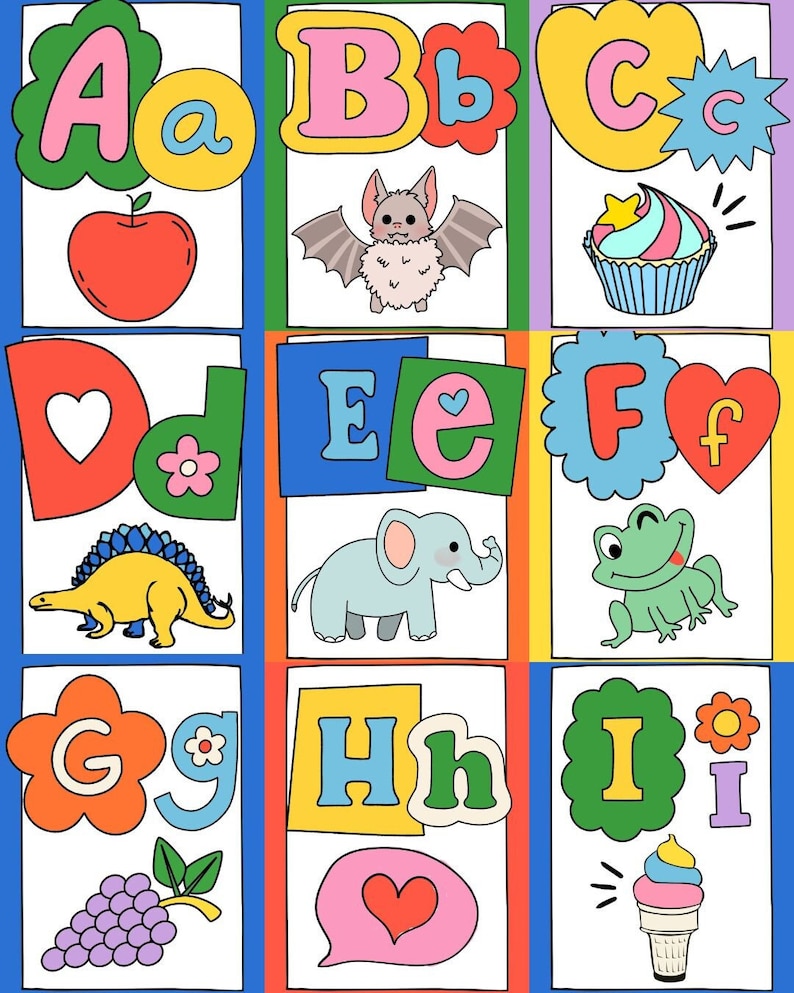 Alphabet Flashcards for Toddlers, ABC Printable Flash Cards, ABC ...