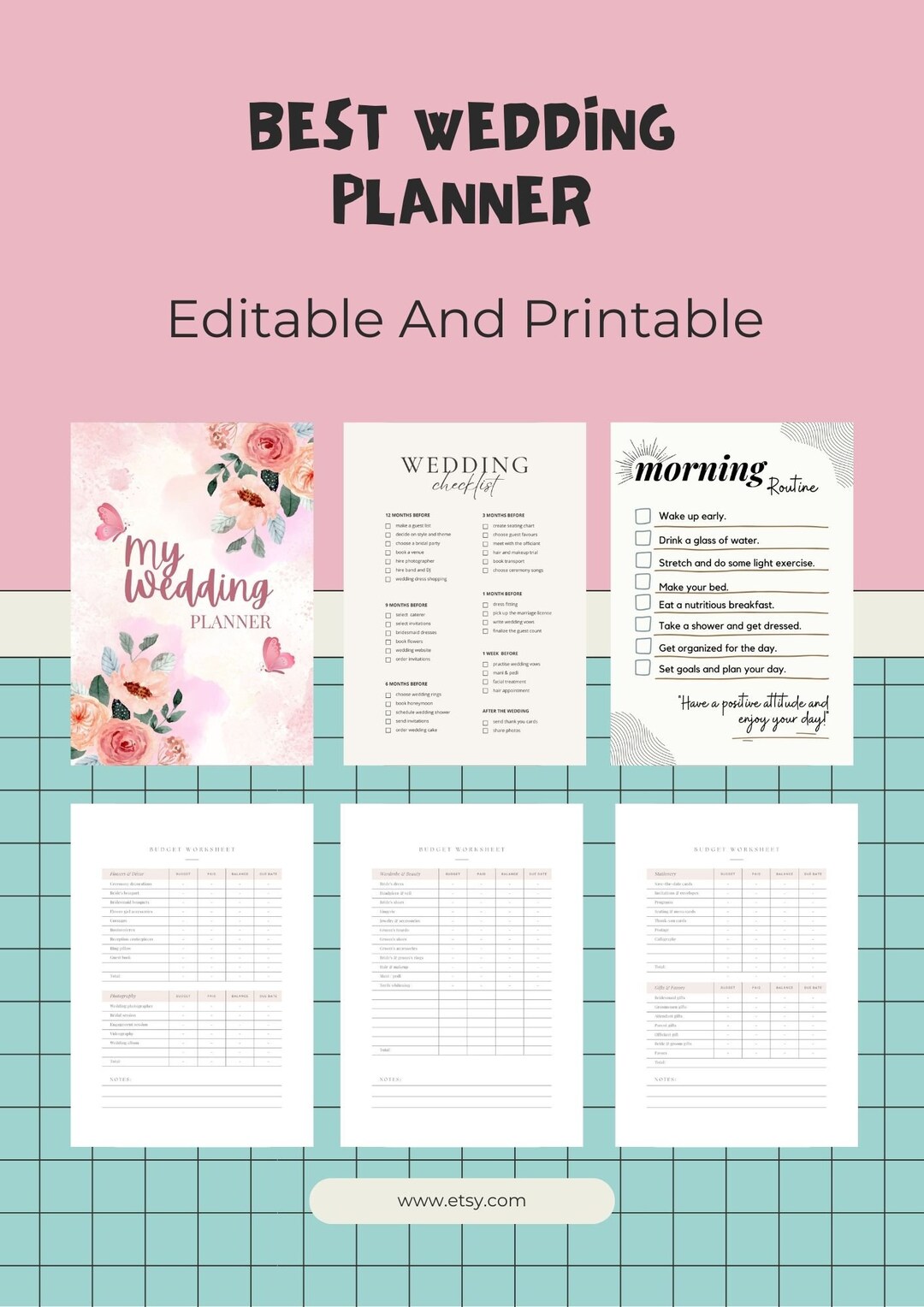 WEDDING PLANNER Printable Wedding Planning Checklist Wedding Checklist ...