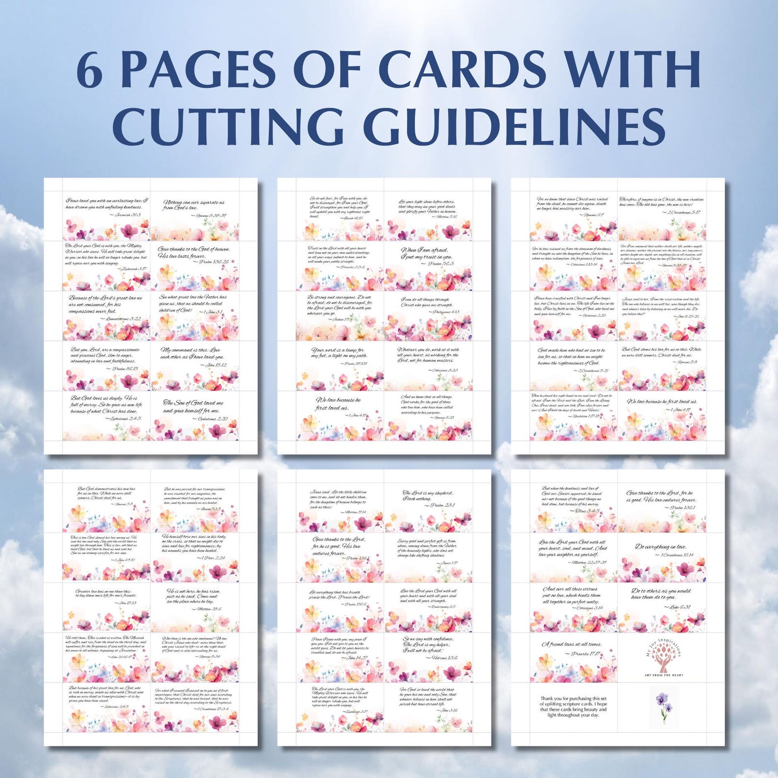 57 Printable Bible Verse Cards, Summer Theme With Uplifting Scripture ...