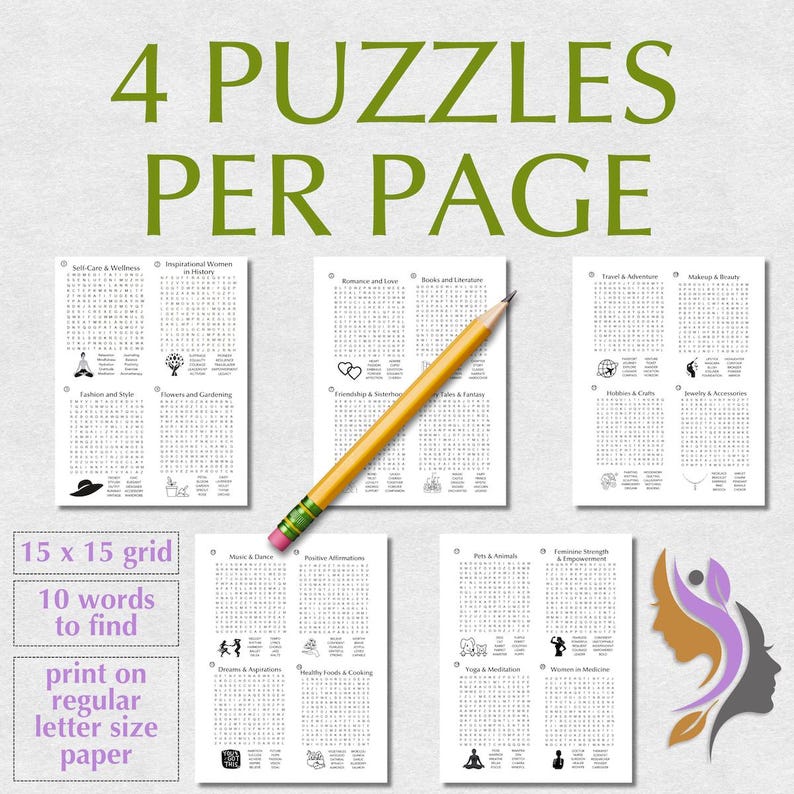 Word Search Puzzles for Teens and Adults. 20 Relaxing and Easy Puzzles ...