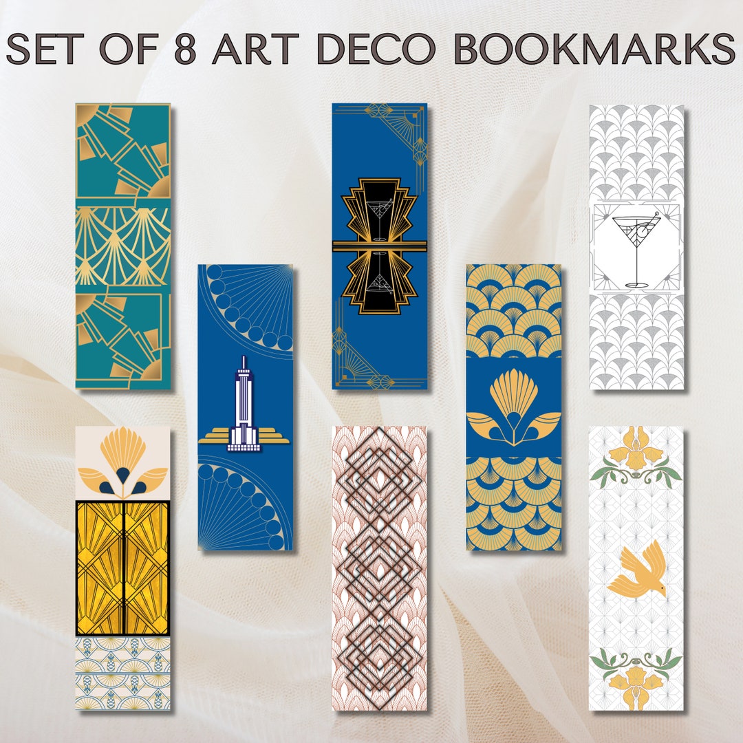 Art Deco Retro Bookmarks | Instant Download Print and Mark Your Place ...