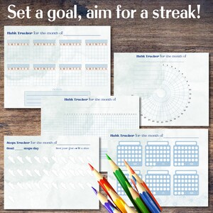 Printable & Digital Habit Trackers - 5 Different Formats, 4 Color ...