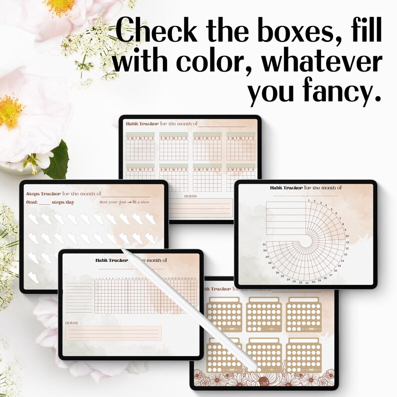 Printable & Digital Habit Trackers - 5 Different Formats, 4 Color ...