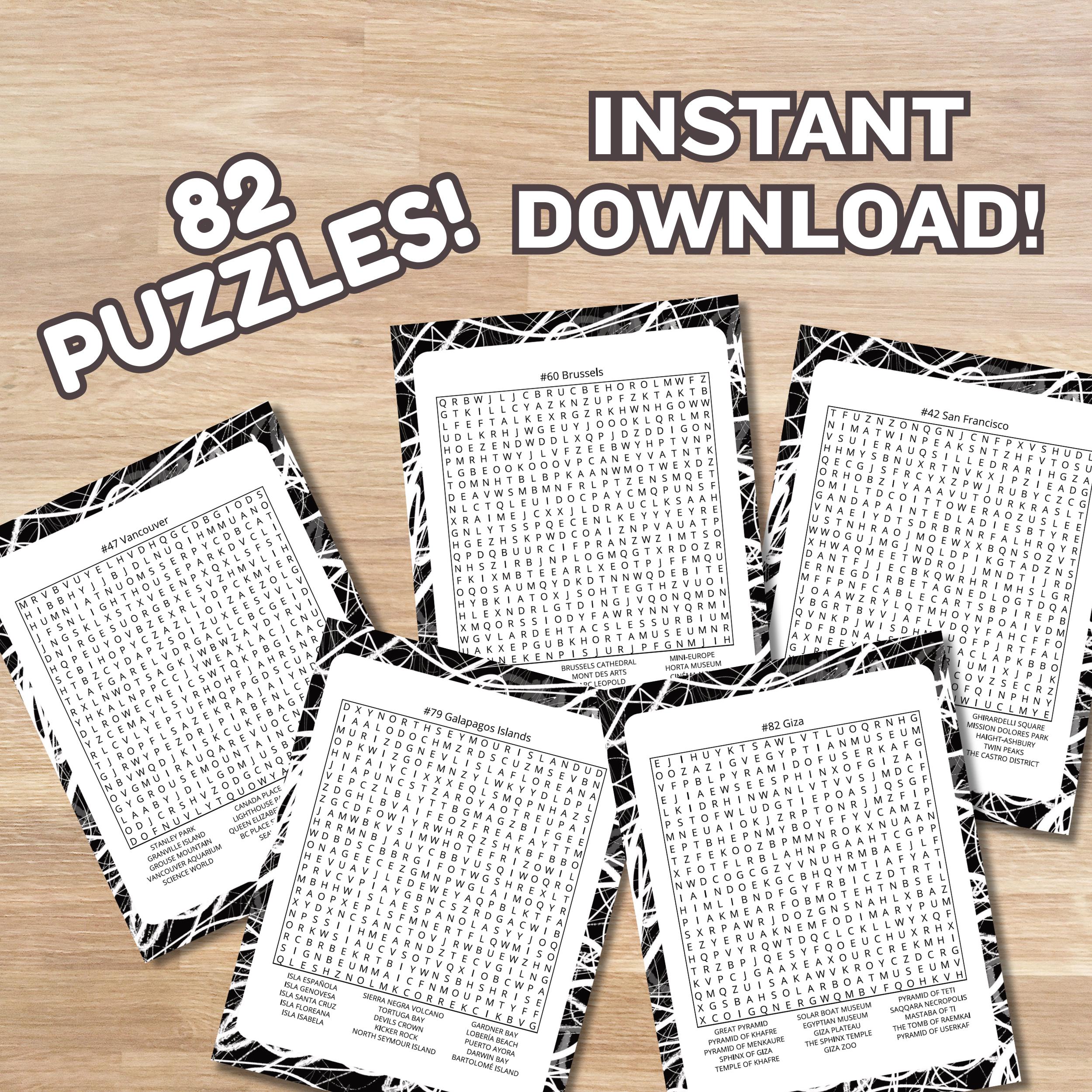 World Attractions Themed Wordsearch Puzzles. Popular Sights in 82 ...