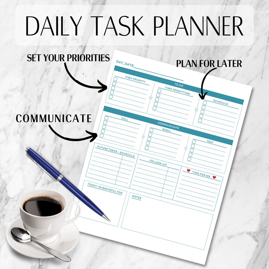 Daily Task Manager, Print or Tablet, for Goodnotes or Other PDF ...