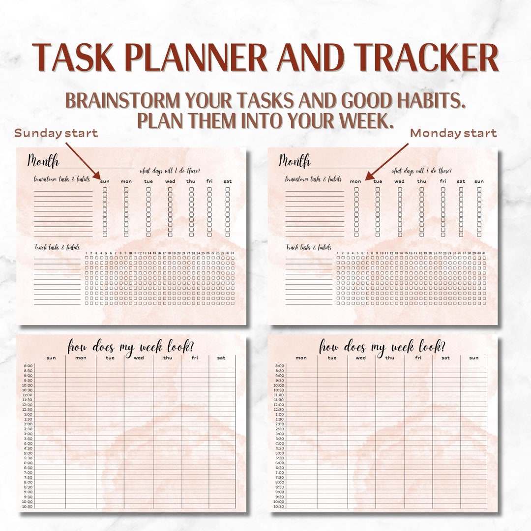 Task & Habit Planner Tracker, Printable and Digital, Goodnotes Schedule ...