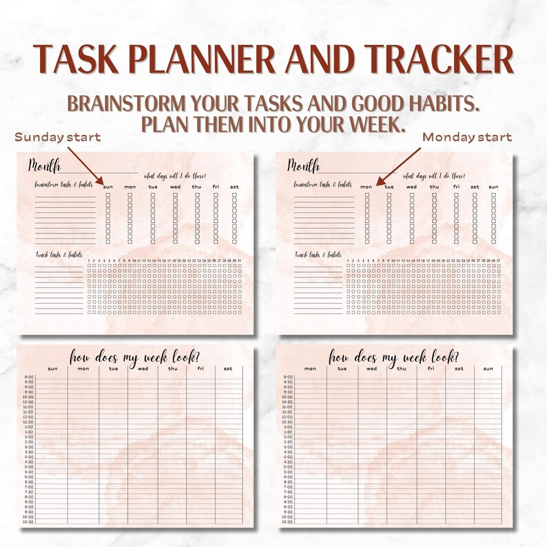 Task & Habit Planner Tracker, Printable and Digital, Goodnotes Schedule ...