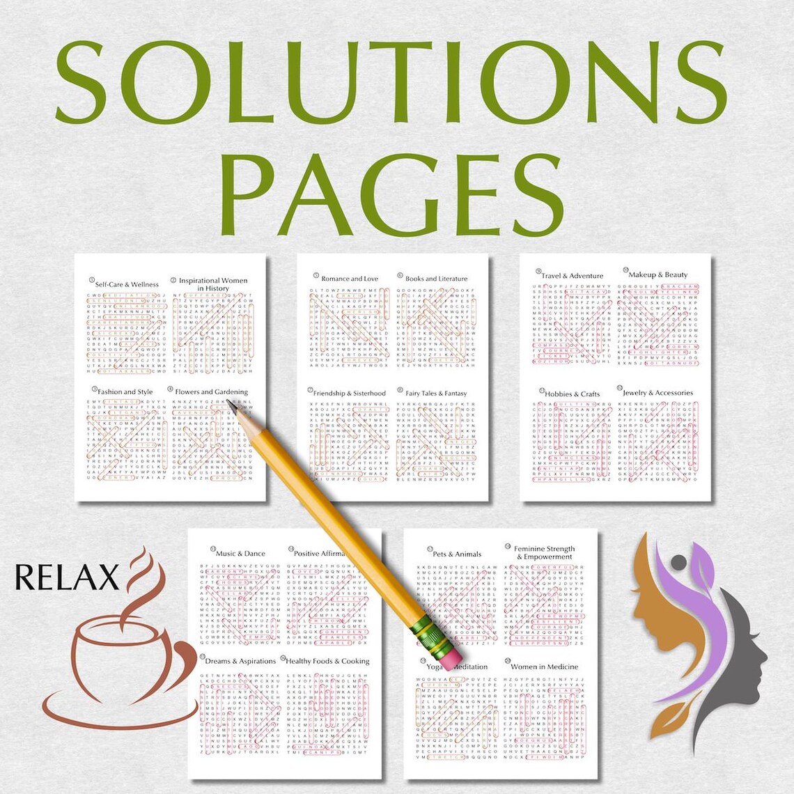 Word Search Puzzles for Teens and Adults. 20 Relaxing and Easy Puzzles ...