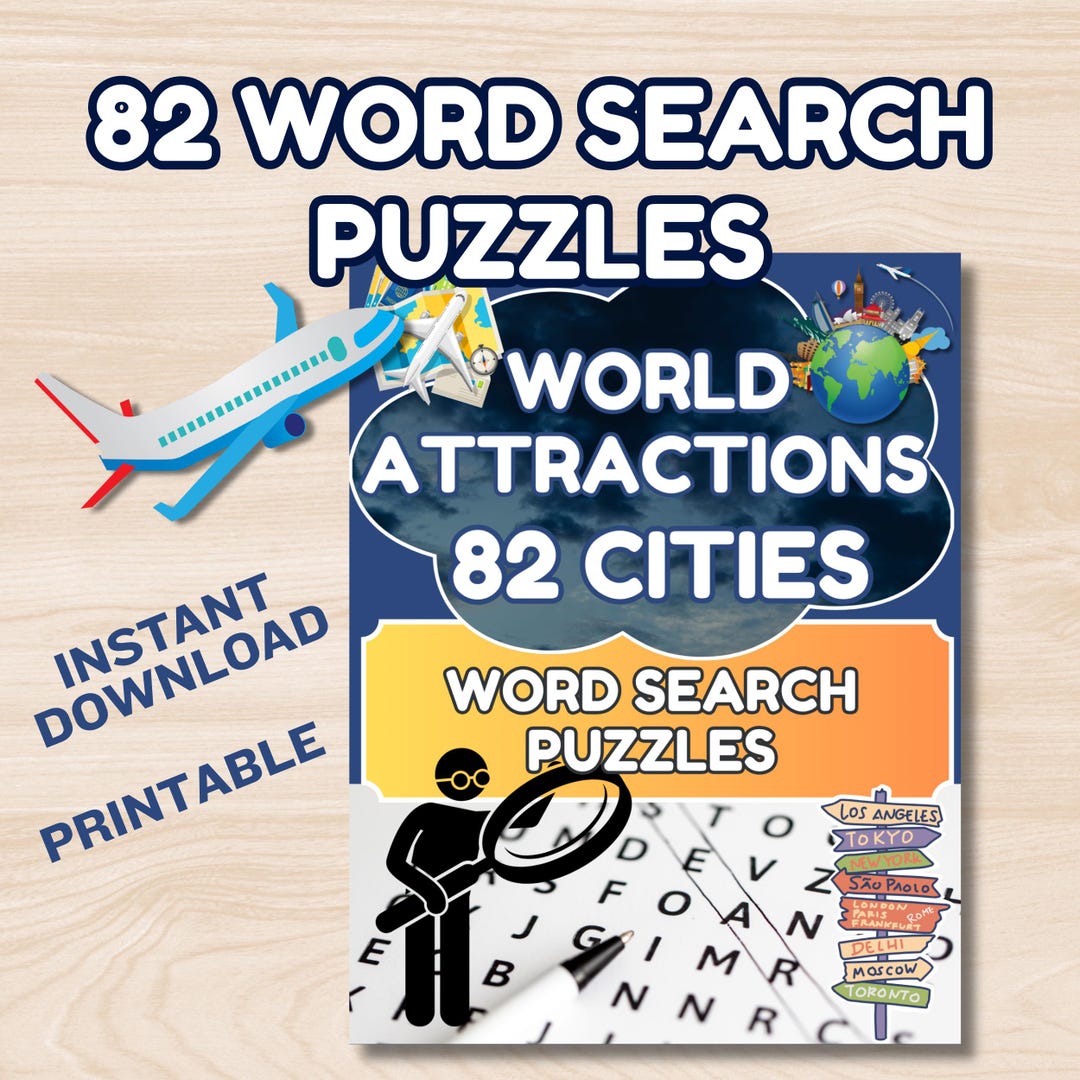 World Attractions Themed Wordsearch Puzzles. Popular Sights in 82 ...