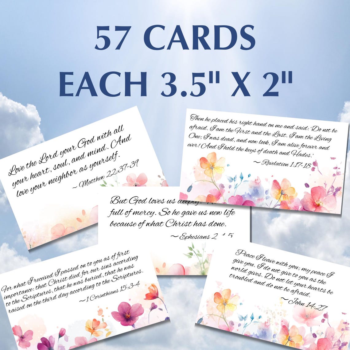 57 Printable Bible Verse Cards, Summer Theme With Uplifting Scripture ...