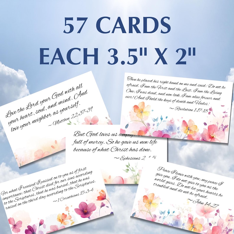 57 Printable Bible Verse Cards, Summer Theme With Uplifting Scripture ...