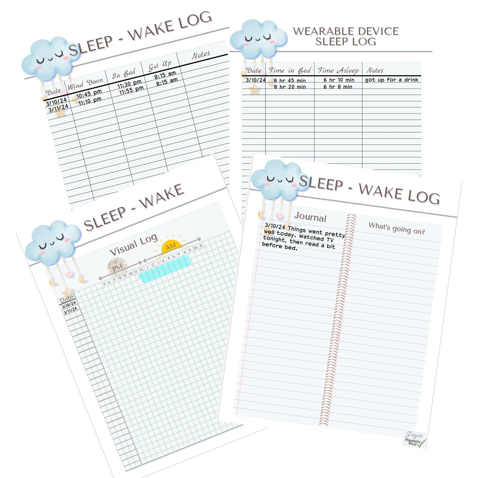 Daily Sleep Log, Sleep Tracker With Journal, Track Apple Health and ...