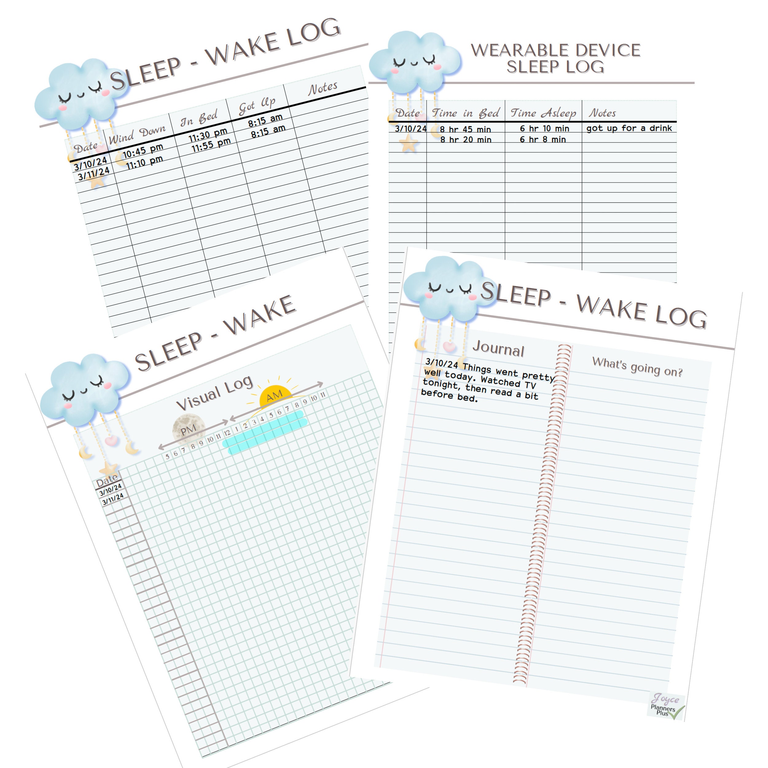 Daily Sleep Log, Sleep Tracker With Journal, Track Apple Health and ...