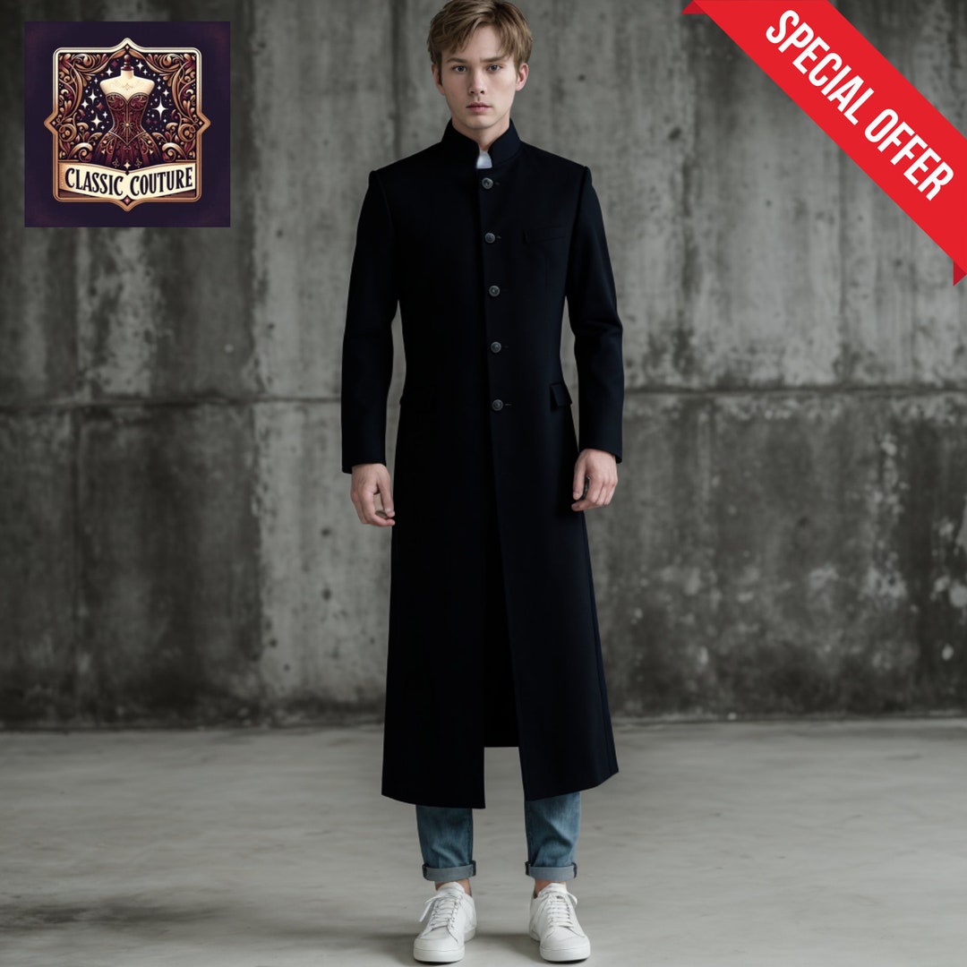 Customised Matrix Black Cosplay Costume Fine Coat Halloween Event ...