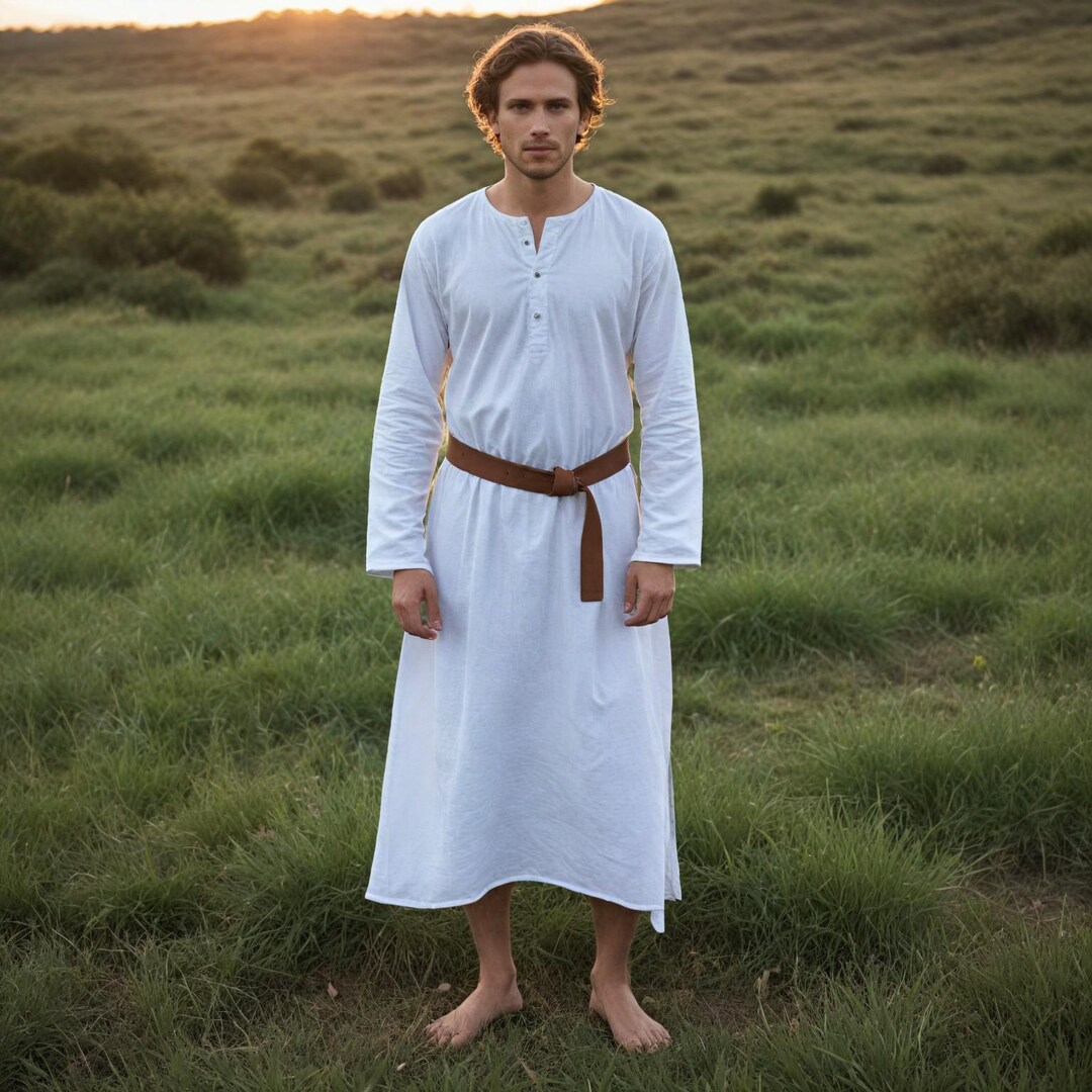 Men's White Medieval Warrior Tunic | Simple Viking Historical Costume ...